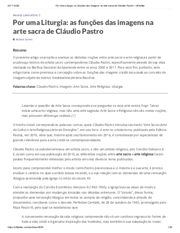 (PDF) Por uma Liturgia: as funções das imagens na arte sacra de Cláudio ...