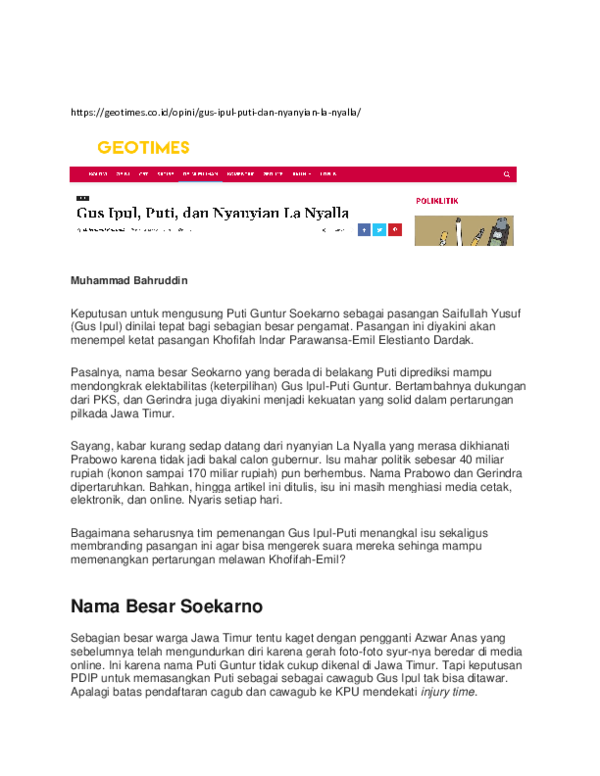 (PDF) Gus Ipul, Puti, dan Nyanyian La Nyalla