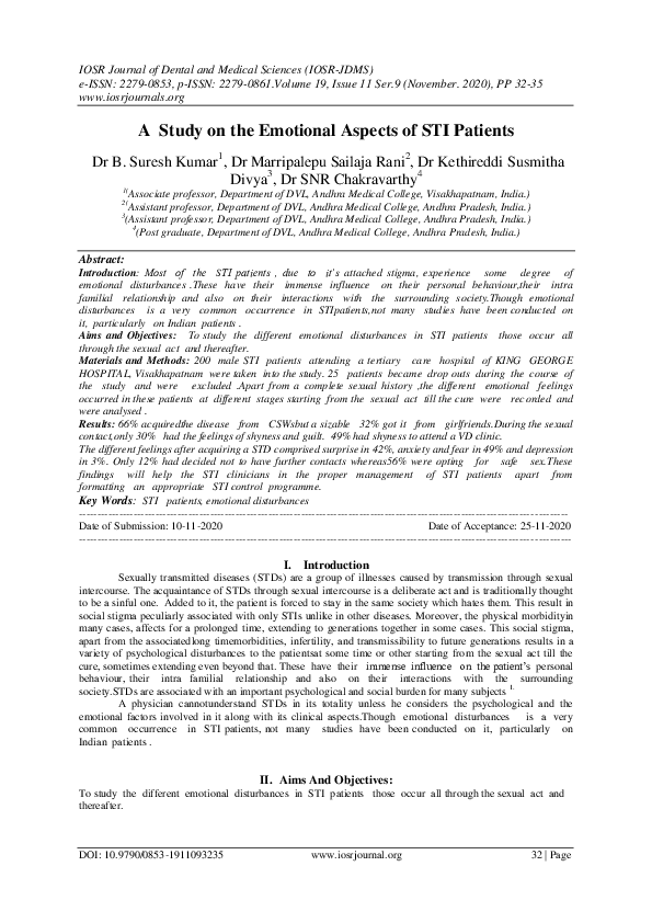(PDF) A Study on the Emotional Aspects of STI Patients