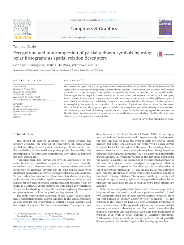 (PDF) Recognition and autocompletion of partially drawn symbols by using polar histograms as ...