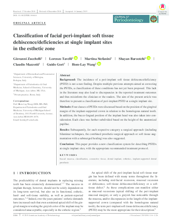 (PDF) Classification of facial peri-implant soft tissue dehiscence ...