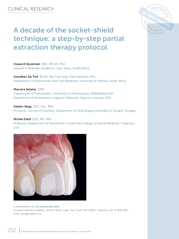(PDF) A decade of the socket-shield technique: a step-by-step partial ...