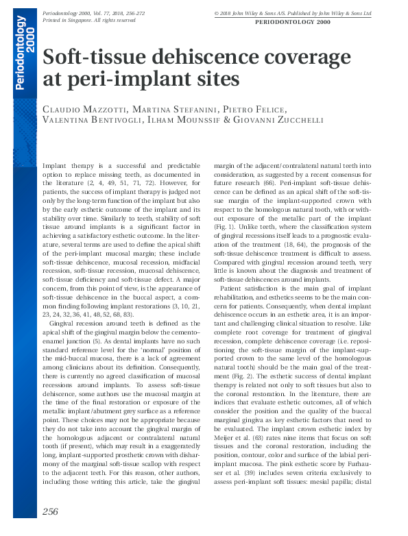 (PDF) Soft-tissue dehiscence coverage at peri-implant sites