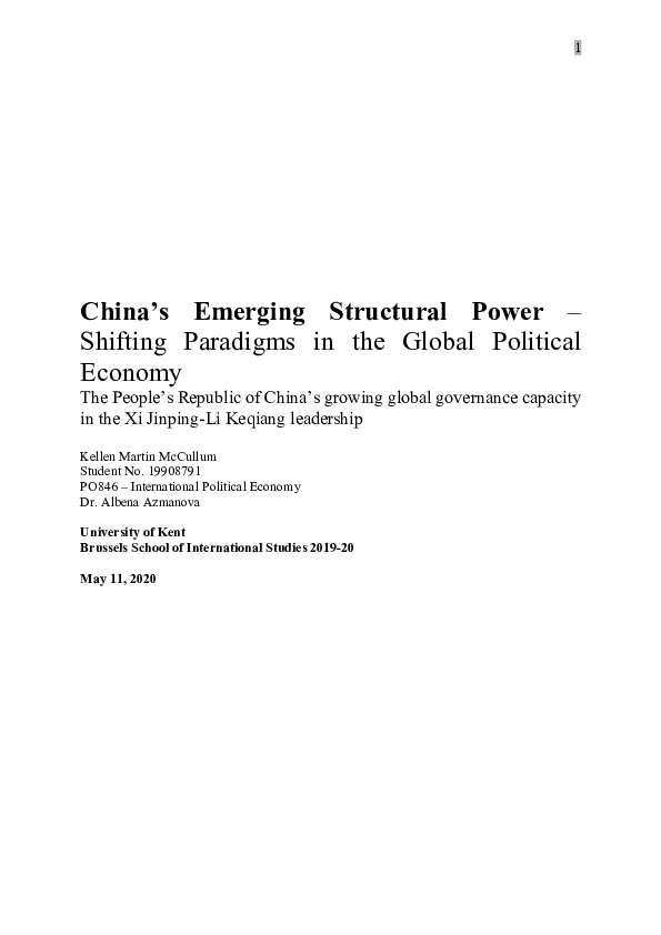 (PDF) China's Emerging Structural Power - Shifting Paradigms in the ...