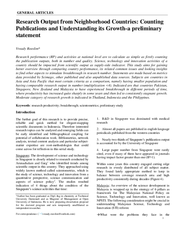 (PDF) Research Output from Neighborhood Countries: Counting ...
