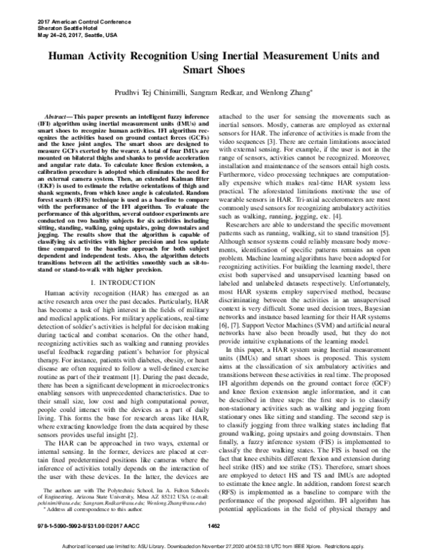(PDF) Human Activity Recognition Using Inertial Measurement Units and ...