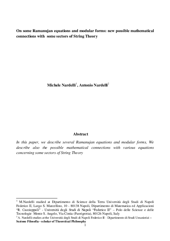 (PDF) On some Ramanujan equations and modular forms: new possible ...