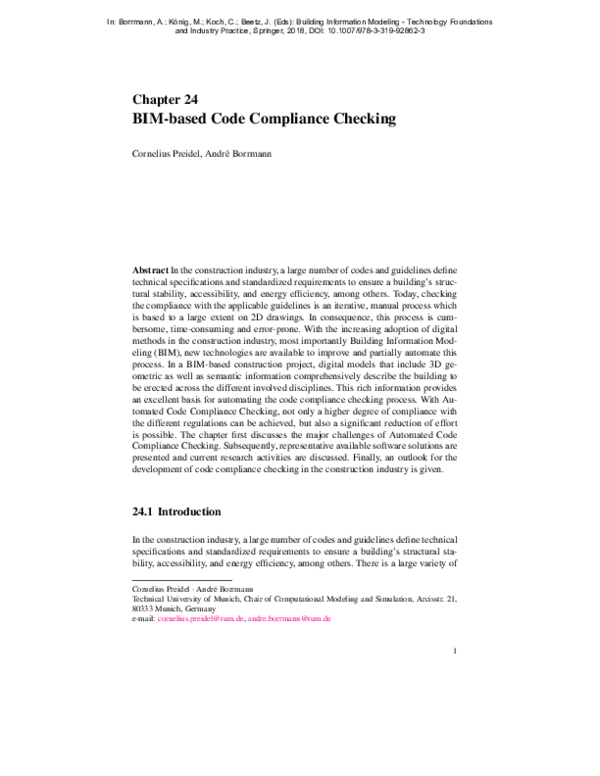 (PDF) BIM-based Code Compliance Checking