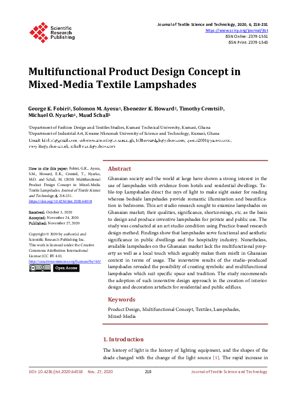 (PDF) Multifunctional Product Design Concept in Mixed-Media Textile ...