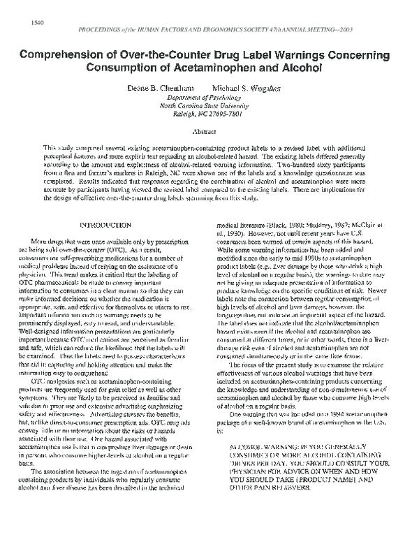 (PDF) Comprehension of Over-the-Counter Drug Label Warnings Concerning ...