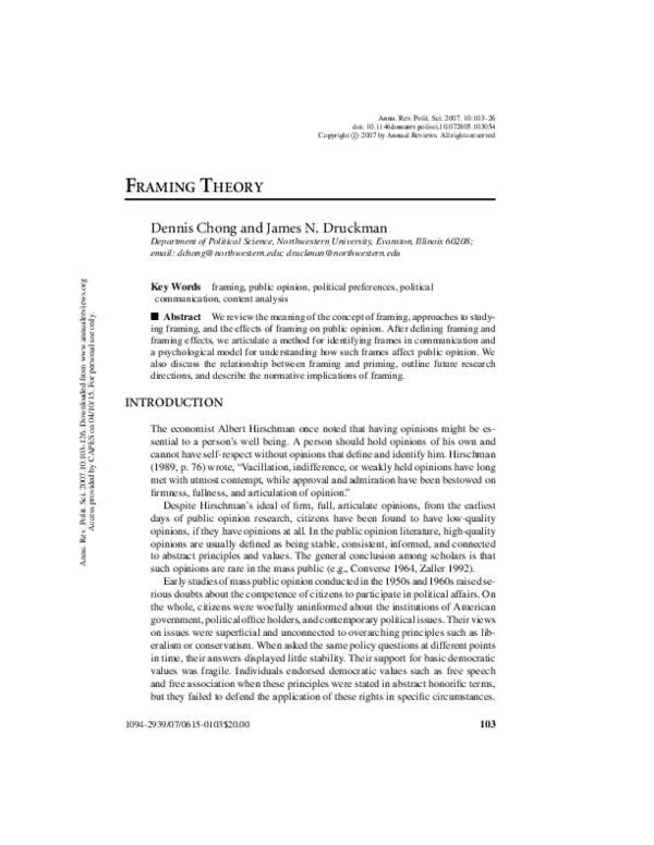 (PDF) FRAMING THEORY