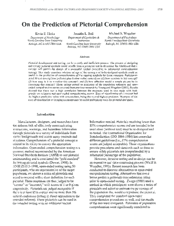 (PDF) On the Prediction of Pictorial Comprehension | Michael S ...
