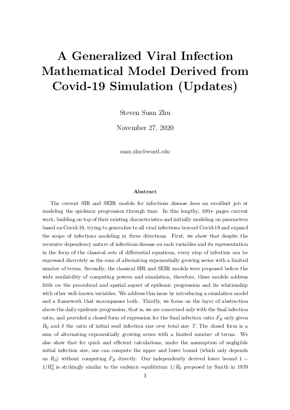 (PDF) A Generalized Viral Infection Mathematical Model Derived from ...