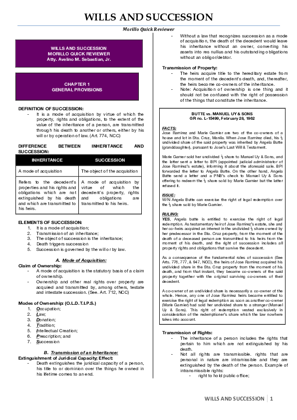 (PDF) WILLS AND SUCCESSION