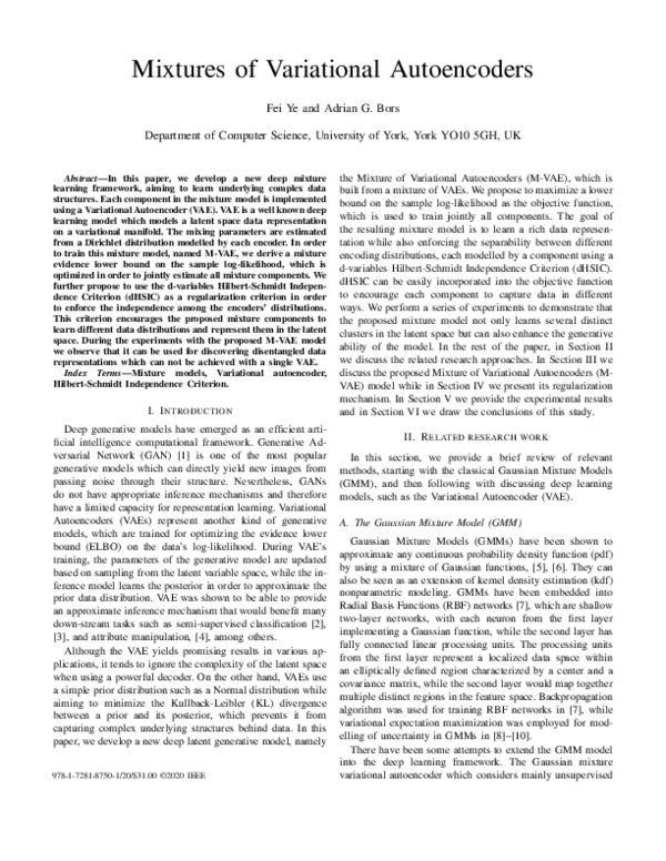 (PDF) Mixtures of Variational Autoencoders
