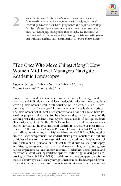 (PDF) "The Ones Who Move Things Along": How Women Mid-Level Managers ...