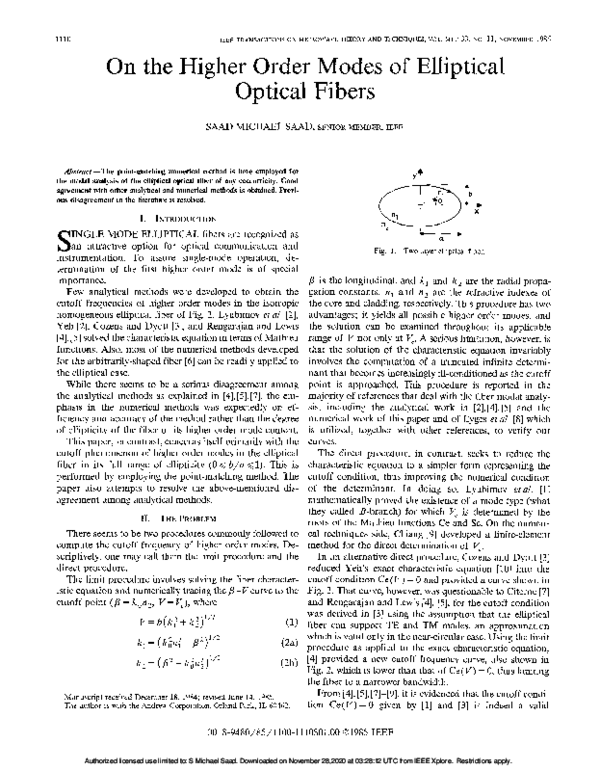 (PDF) On the higher order modes of elliptical optical fibers