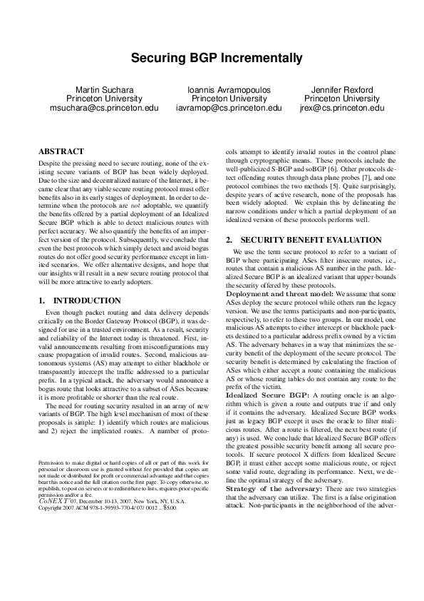 (PDF) Securing BGP Incrementally