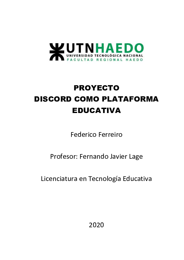 (PDF) PROYECTO DISCORD COMO PLATAFORMA EDUCATIVA