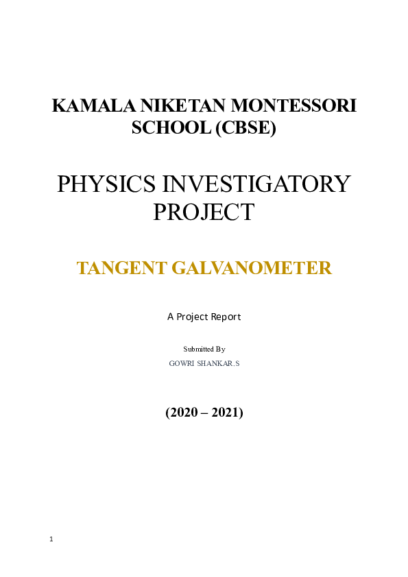 (DOC) Phy investigatory project tangent galvanometer