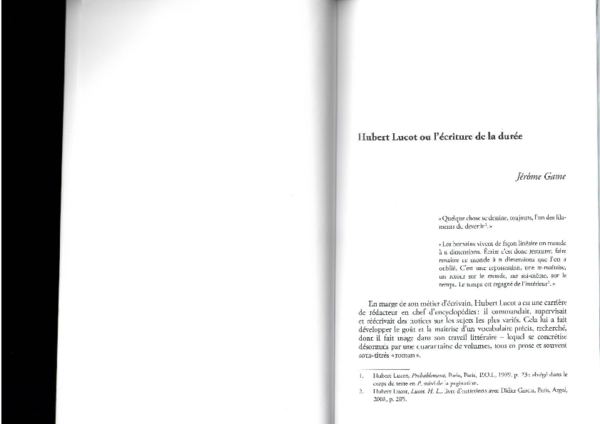 (PDF) Hubert Lucot, ou l'écriture de la durée | JÉRÔME GAME - Academia.edu