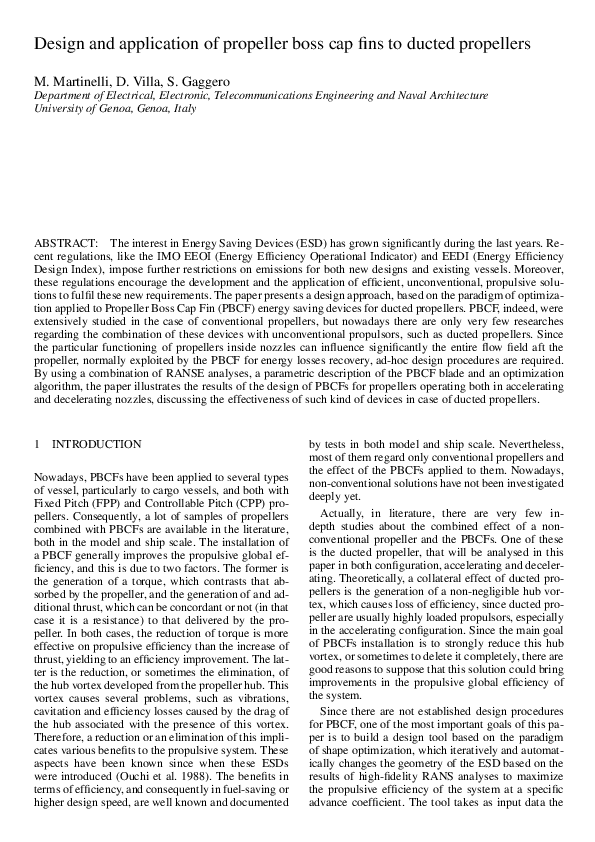 (PDF) Design and application of propeller boss cap fins to ducted ...