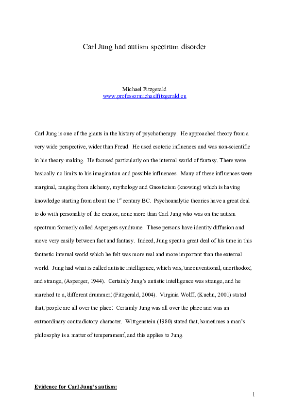 (DOC) Carl Jung had autism spectrum disorder