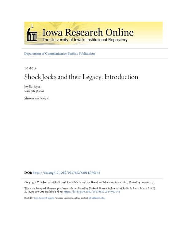 (PDF) Shock Jocks and Their Legacy: Introduction