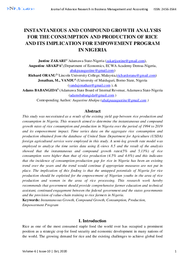 (PDF) INSTANTANEOUS AND COMPOUND GROWTH ANALYSIS FOR THE CONSUMPTION ...