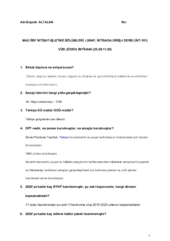 (DOC) ALI ALAN IKTISADA GIRIS VIZE ODEV