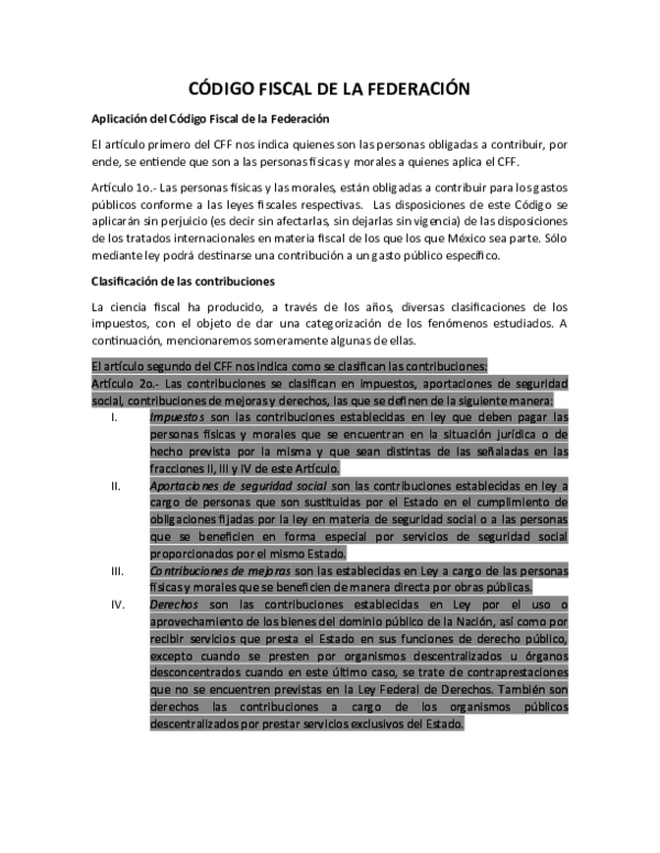 (DOC) CÓDIGO FISCAL DE LA FEDERACIÓN Aplicación del Código Fiscal de la ...