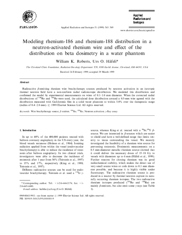 (PDF) Modeling rhenium-186 and rhenium-188 distribution in a neutron ...
