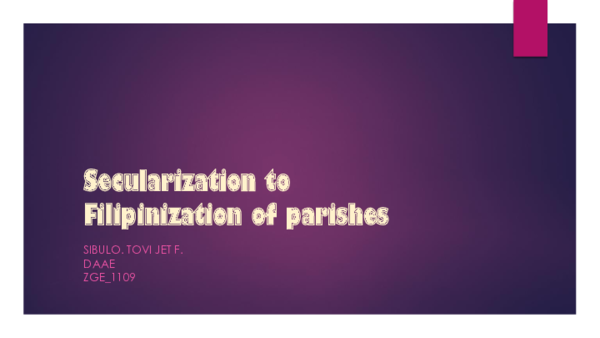 (PDF) Secularization to Filipinization of parishes