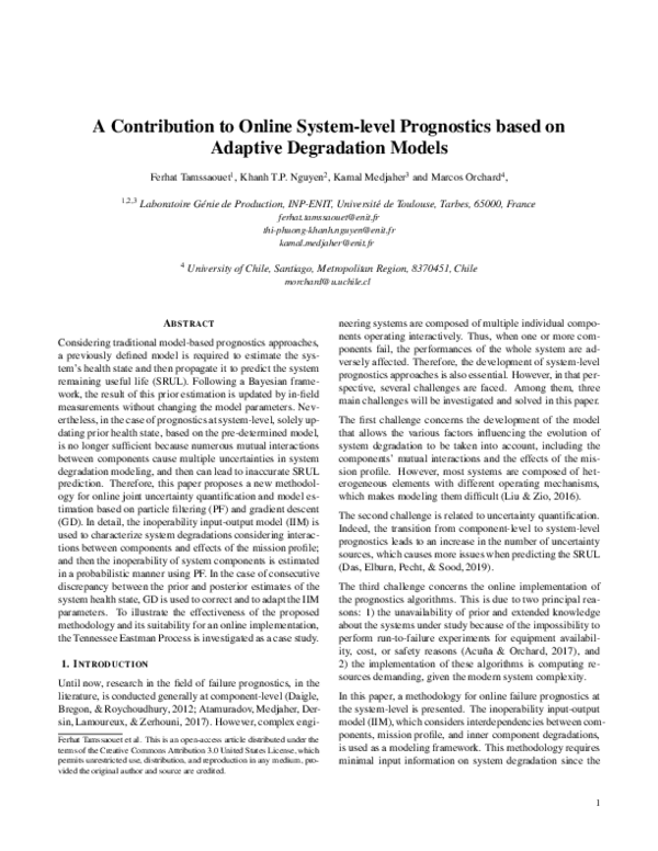 (PDF) A Contribution to Online System-level Prognostics based on Adaptive Degradation Models