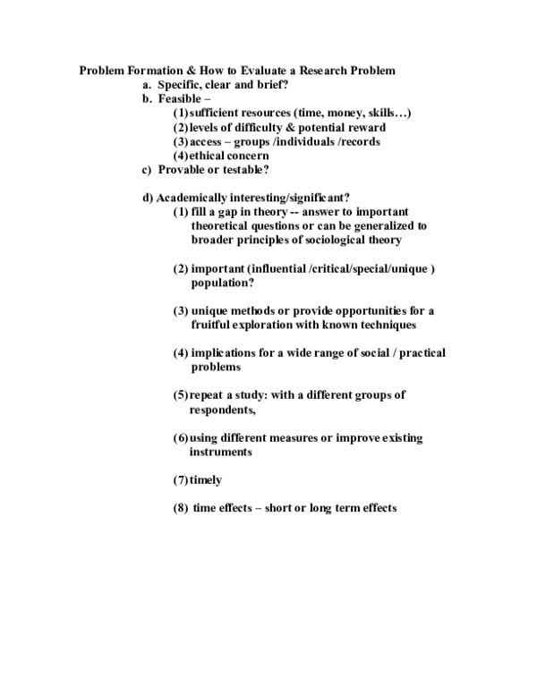 (DOC) Problem Formation & How to Evaluate a Research Problem