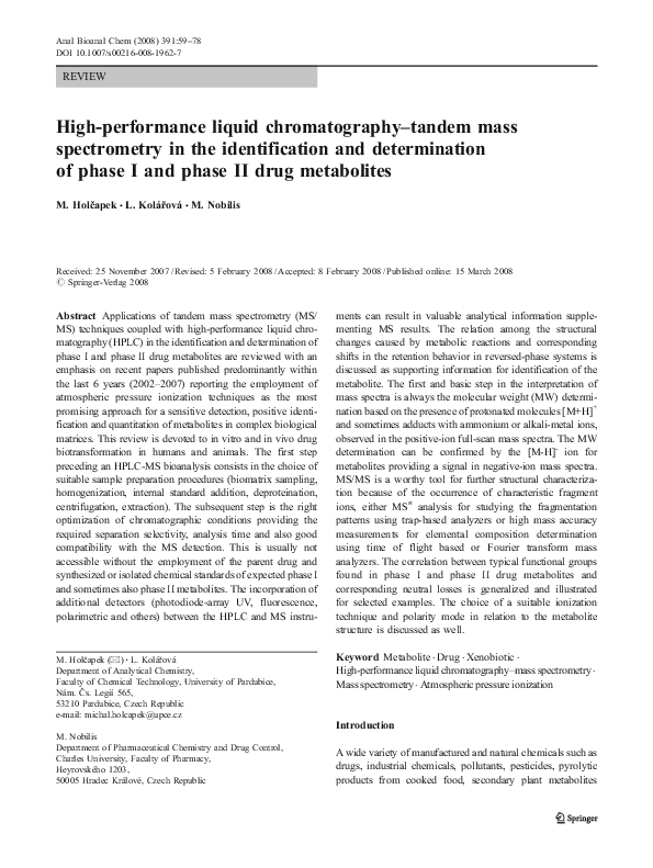 (PDF) High performance liquid chromatography/tandem mass spectrometry determination of biogenic ...