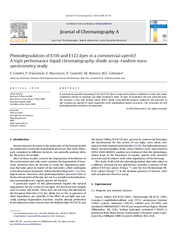 (PDF) Photodegradation of E110 and E122 dyes in a commercial aperitif ...