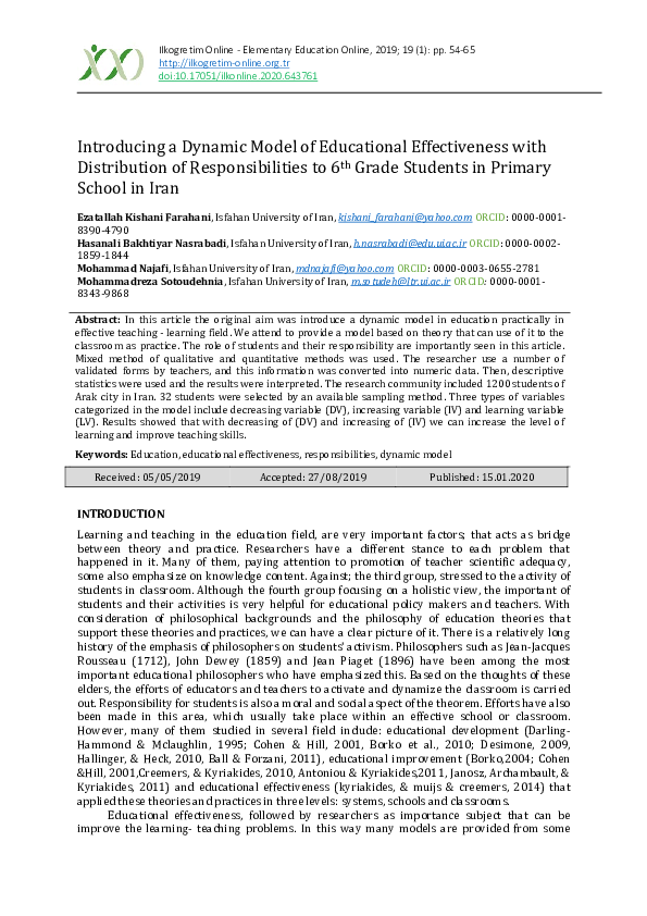 (PDF) Introducing a Dynamic Model of Educational Effectiveness with ...