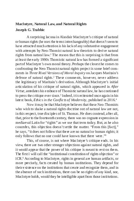 (PDF) MacIntyre, Natural Law, and Natural Rights