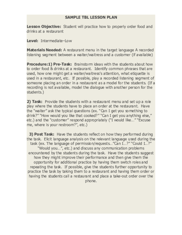 (DOC) SAMPLE TBL LESSON PLAN