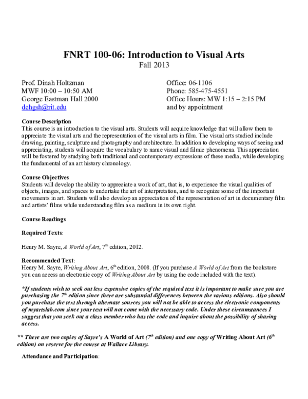 (DOC) Introduction to Fine Arts/Visual Arts