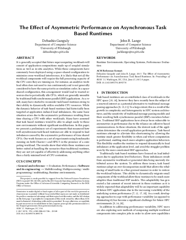 Pdf The Effect Of Asymmetric Performance On Asynchronous Task Based Runtimes