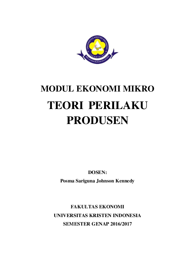 (PDF) MODUL EKONOMI MIKRO TEORI PERILAKU PRODUSEN DOSEN