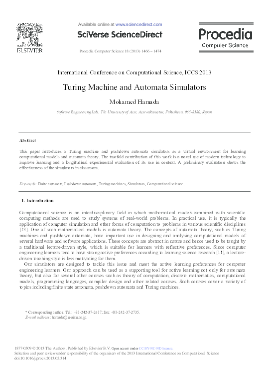 Pdf Turing Machine And Automata Simulators