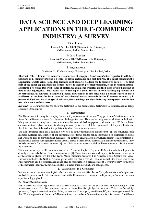 Pdf Data Science And Deep Learning Applications In The E Commerce