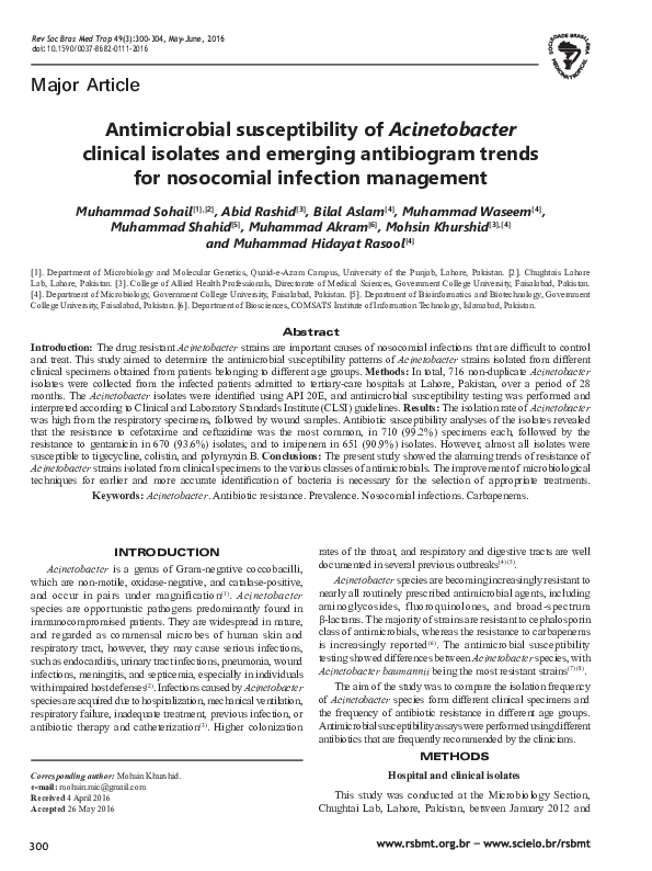 (PDF) Antimicrobial susceptibility of Acinetobacter clinical isolates ...