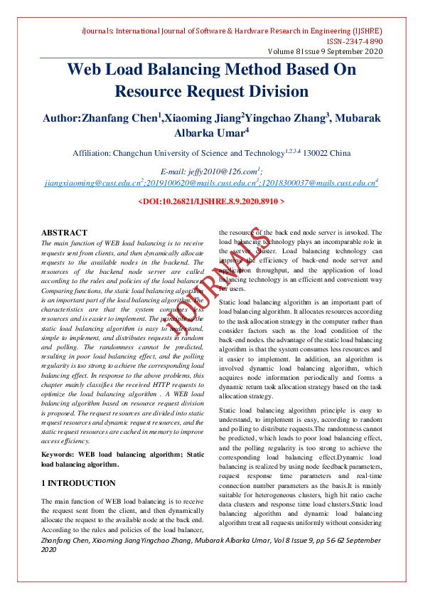 (PDF) Web Load Balancing Method Based On Resource Request Division