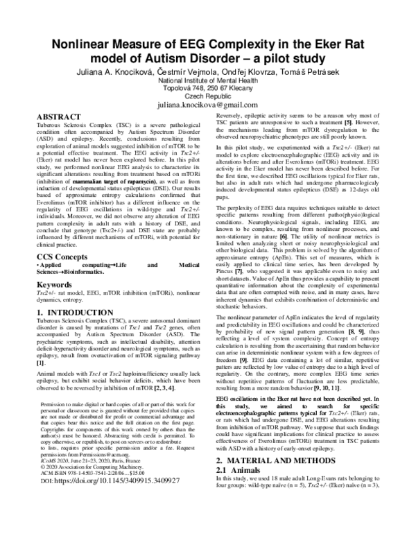 (PDF) Nonlinear Measure of EEG Complexity in the Eker Rat model of ...