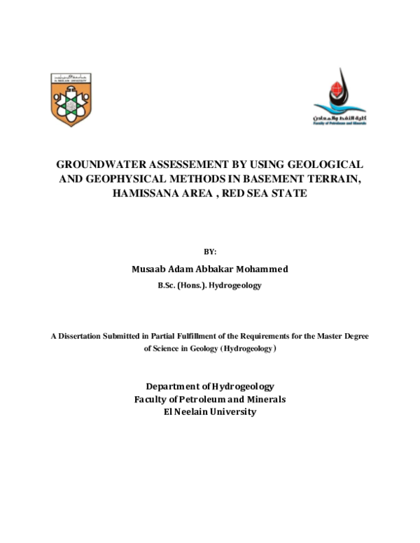 (PDF) Assessment of Groundwater Resources by using Geological and ...