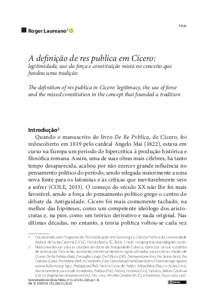 (PDF) A definição de res publica em Cícero: legitimidade, uso da força ...